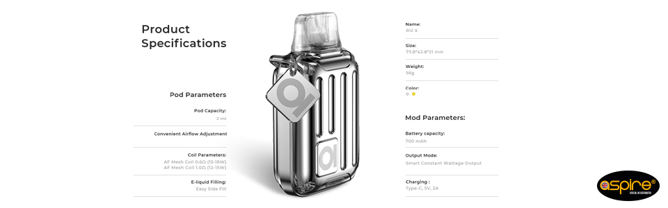 Aspire RiiL X kit Silver- Official Aspire